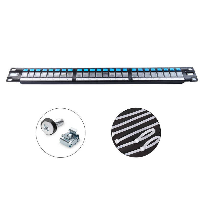 1U 24 Ports FTP Blank Ethenet Copper Patch Panel with Shutter and ...
